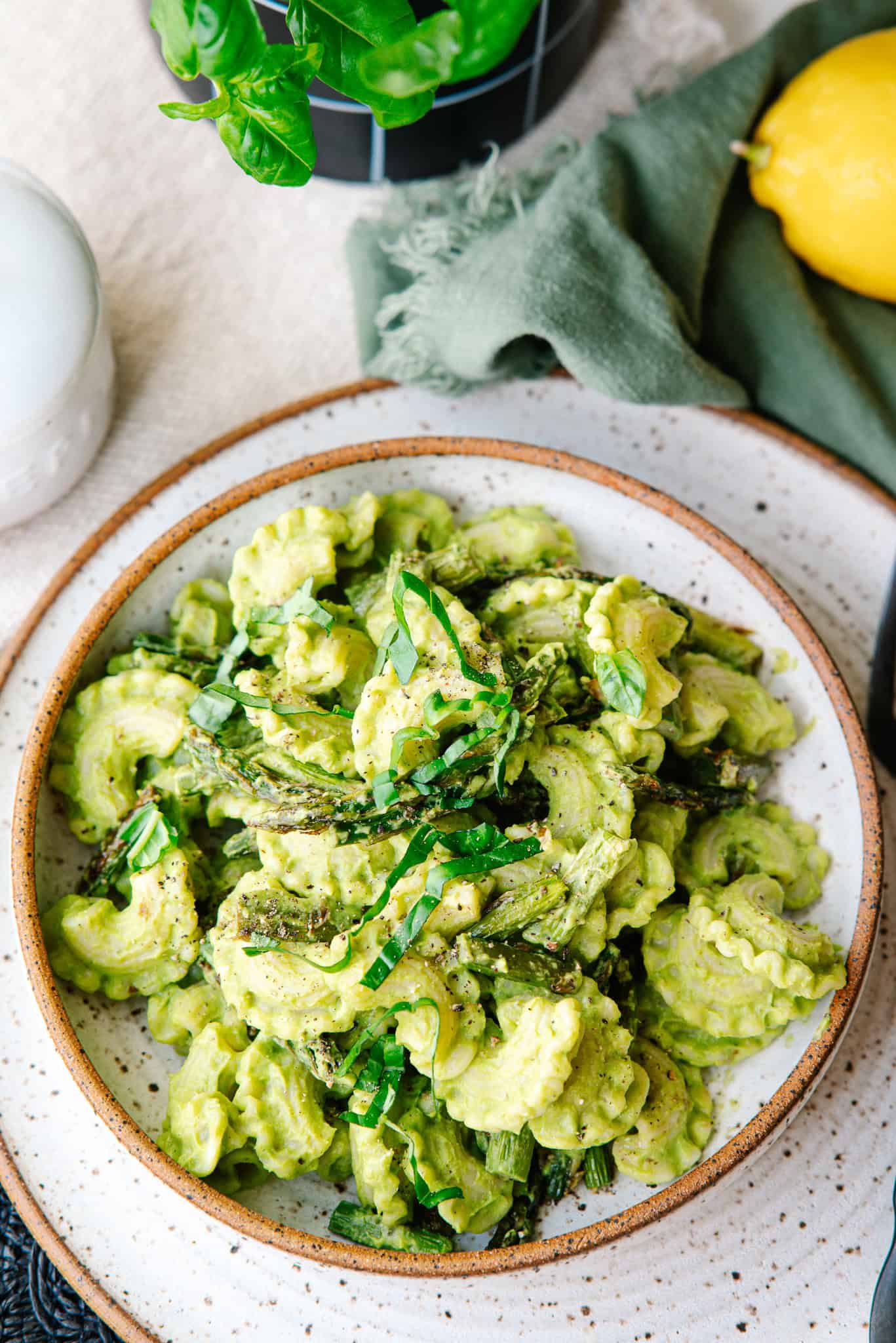 Green Pea Pasta with Roasted Asparagus | Chef Kate F